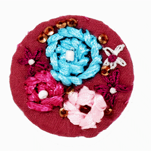 embroidered badge flowers on pink