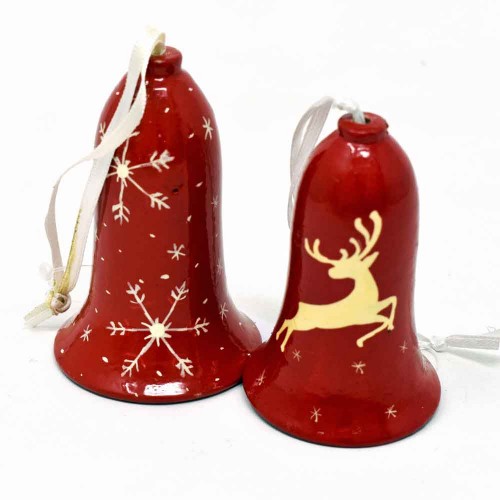 Christmas bell red assorted reindeer snowflake large