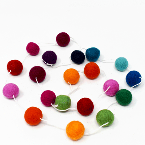 felt hanging garland twenty balls bright colours